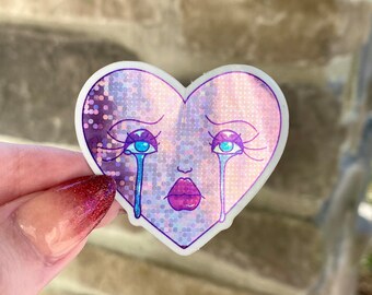 Crying Heart Sticker - Etsy