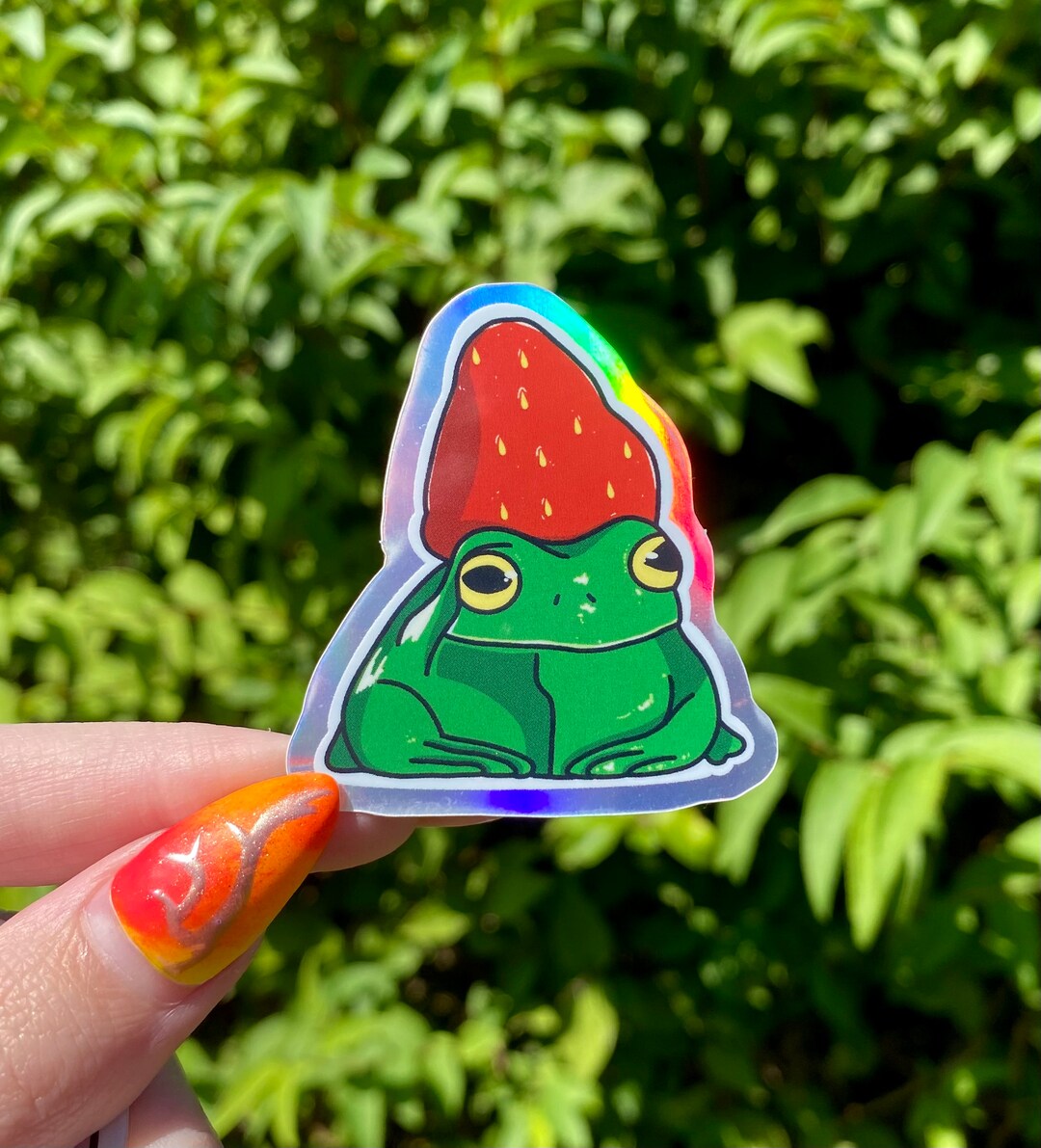Strawberry Frog Vinyl Sticker - Etsy