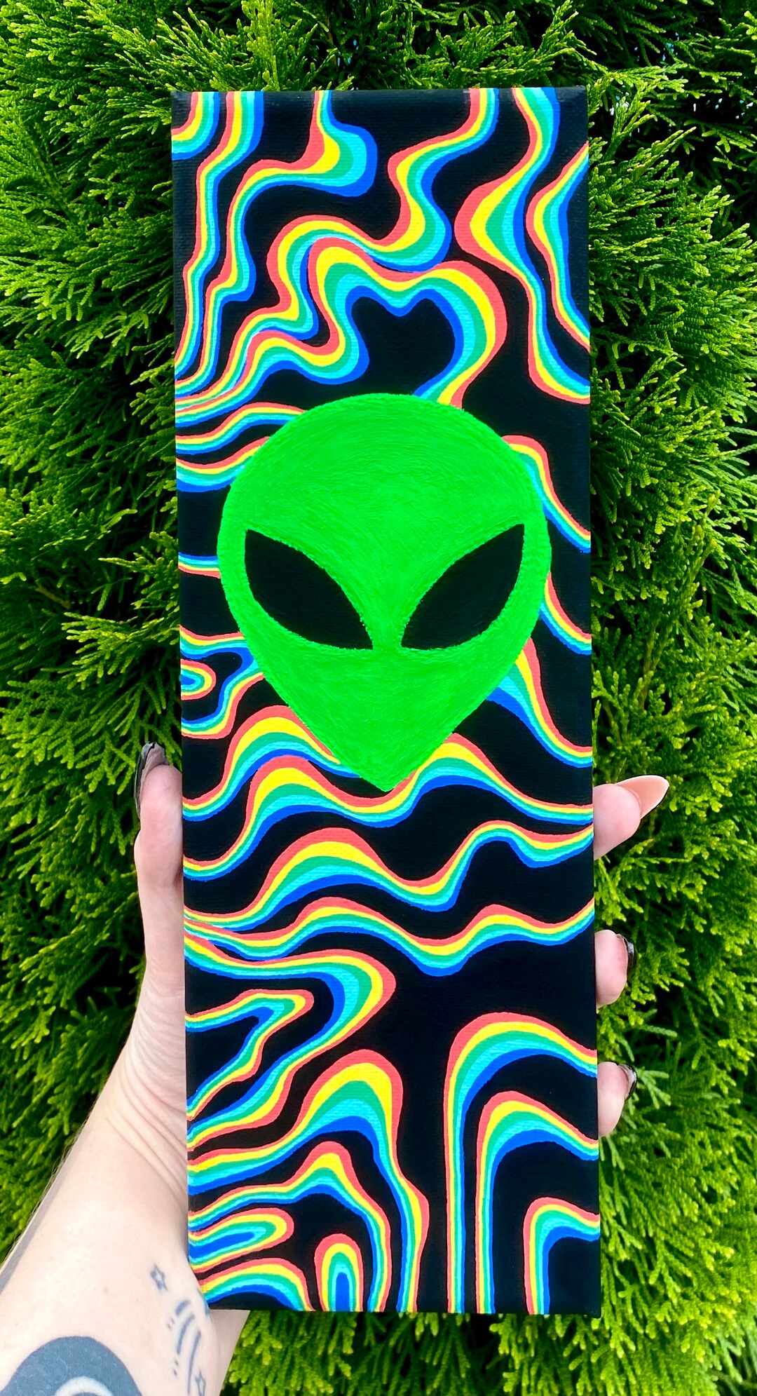 Trippy Alien Canvas Painting - Etsy