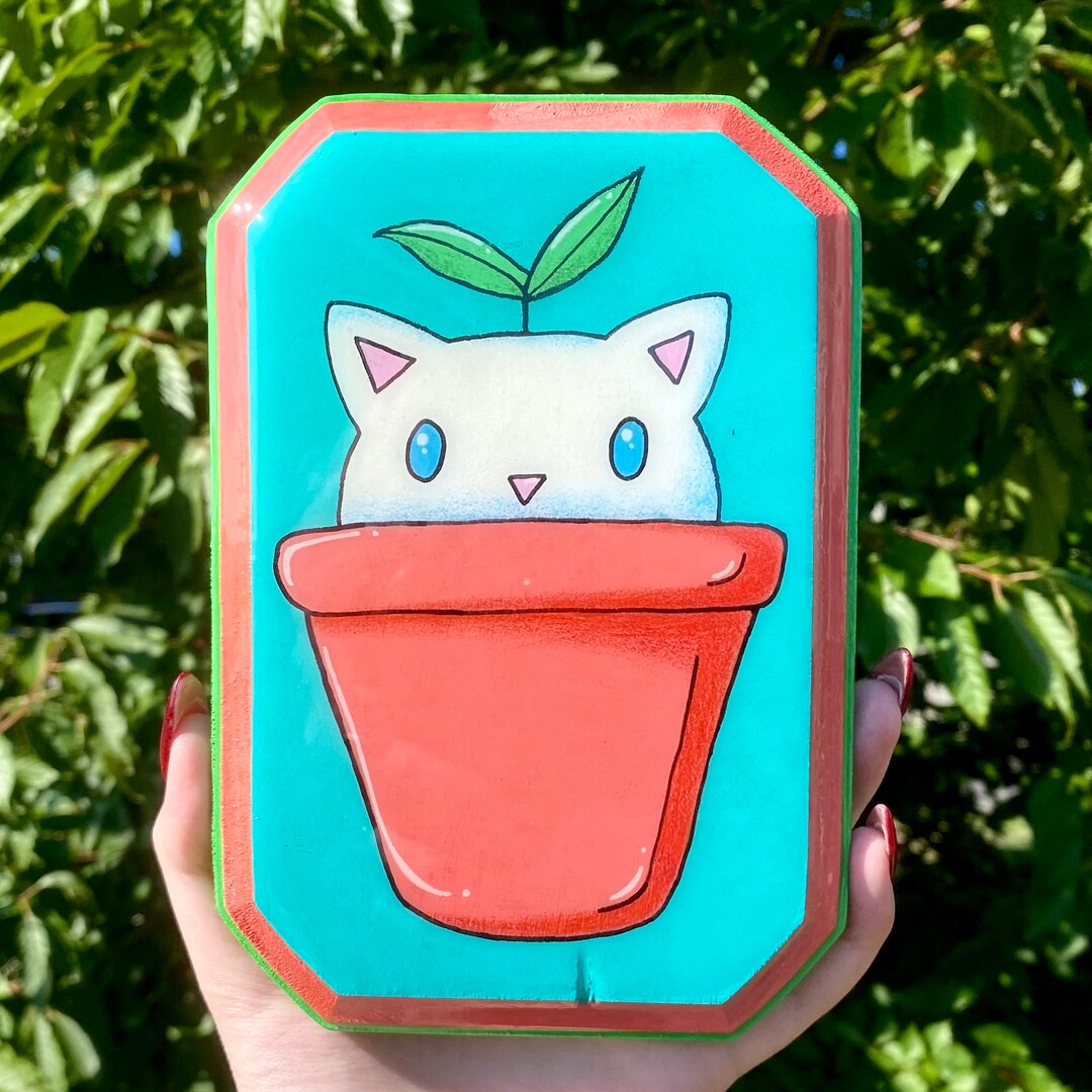 Plant Kitty Wood Piece - Etsy