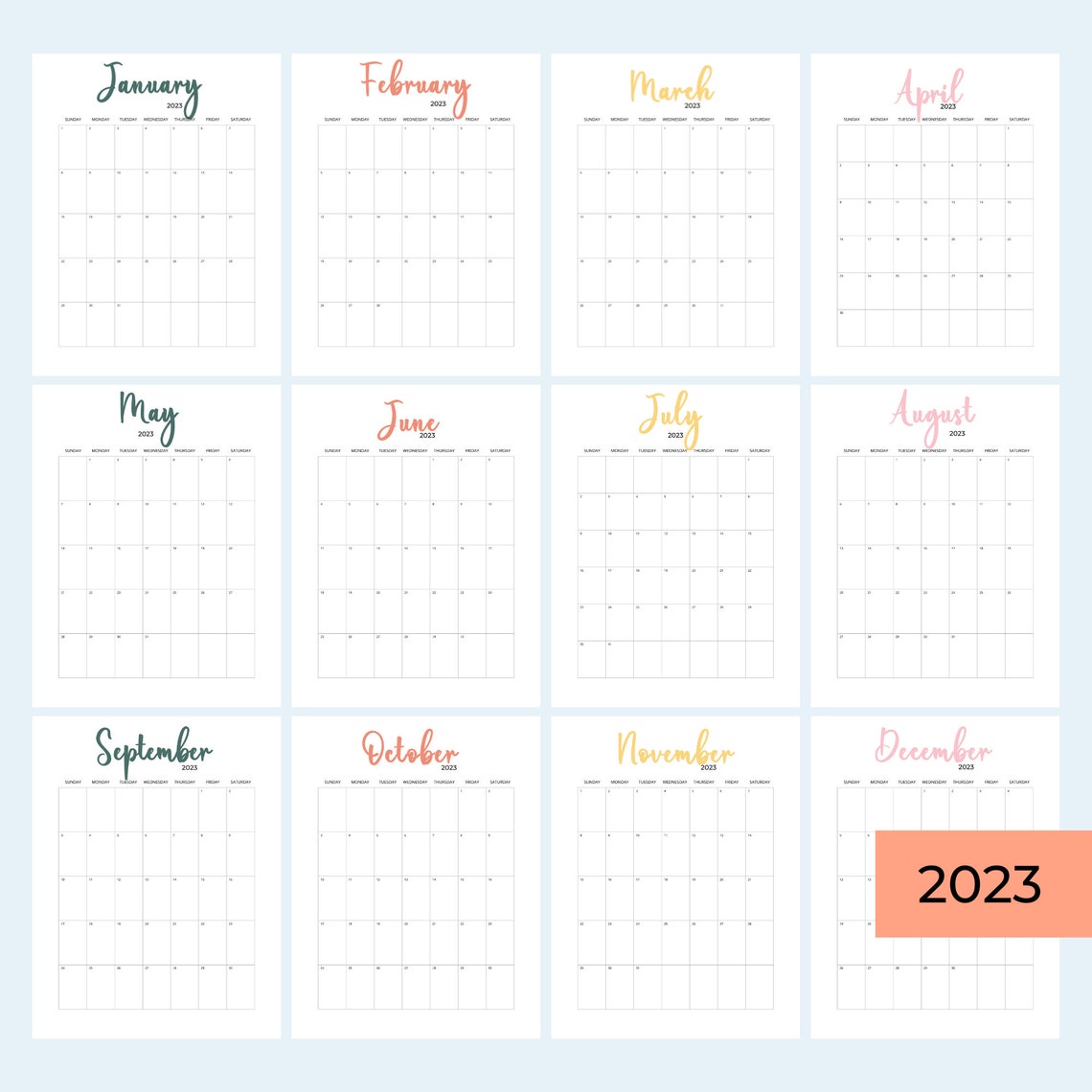 2023-2024 Monthly Calendar Printable | Monthly Calendar 2023 | Monthly ...