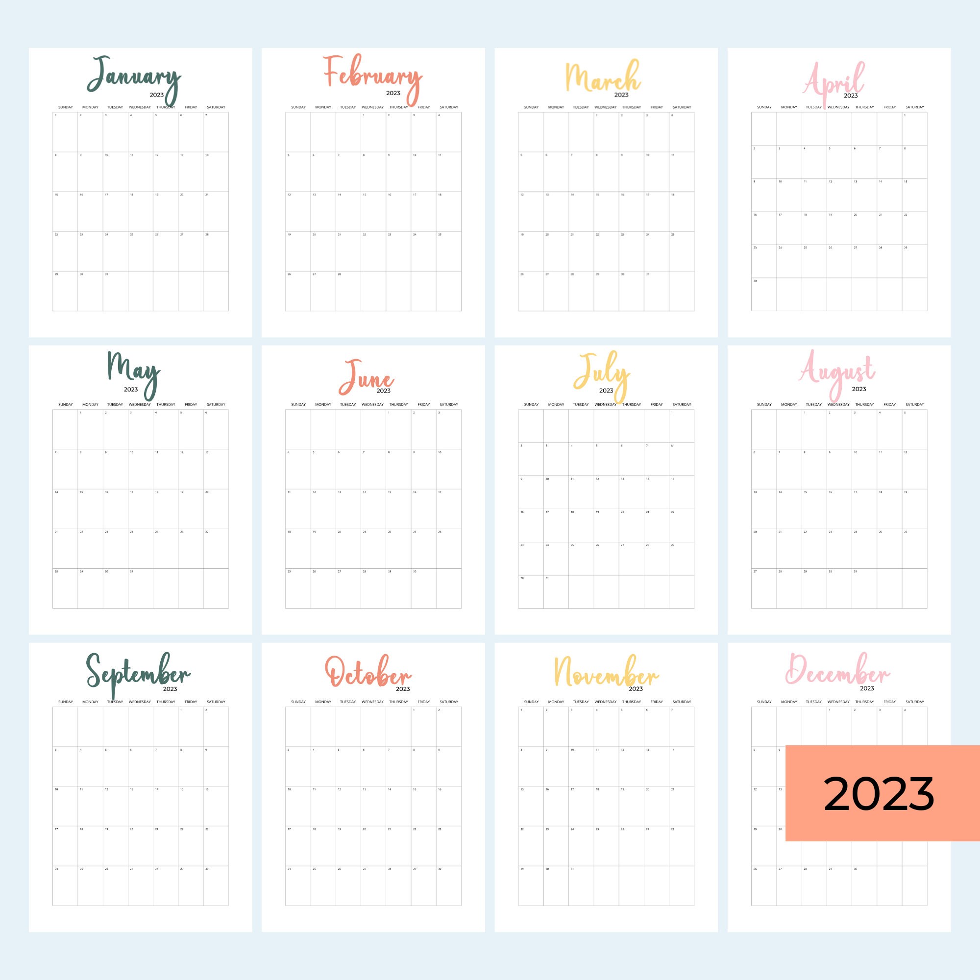 2023-2024 Monthly Calendar Printable | Monthly Calendar 2023 | Monthly ...