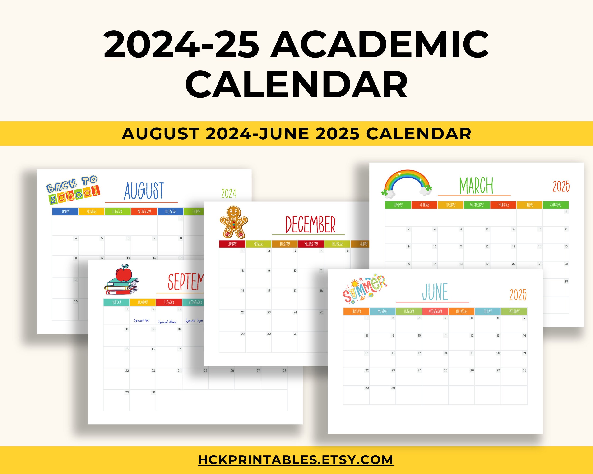 2024-2025 Academic Calendar, Kids Calendar, Family Calendar, Classroom ...