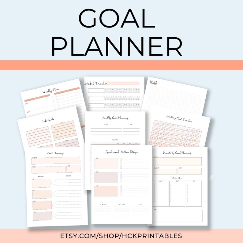 Goal Planner Printable | Goal Setting Planner | Weekly Goal Planner ...