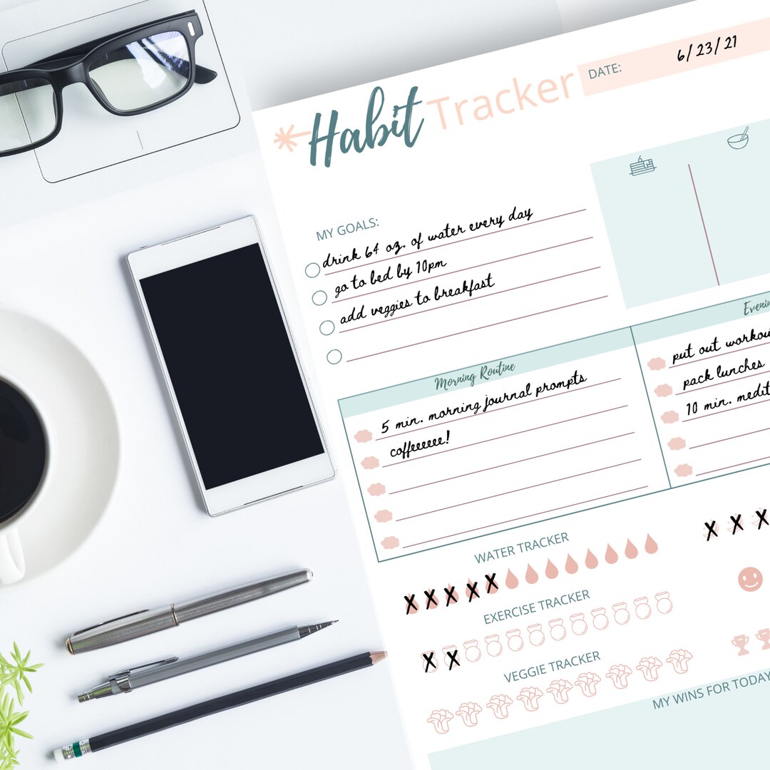 Daily Habit Tracker | Habit Tracker Printable| Self Care Journal ...
