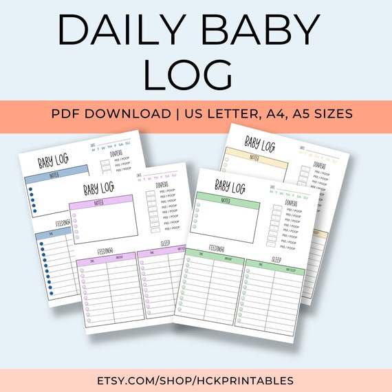 Baby Log Printable Baby Tracker Newborn Baby Care Log - Etsy