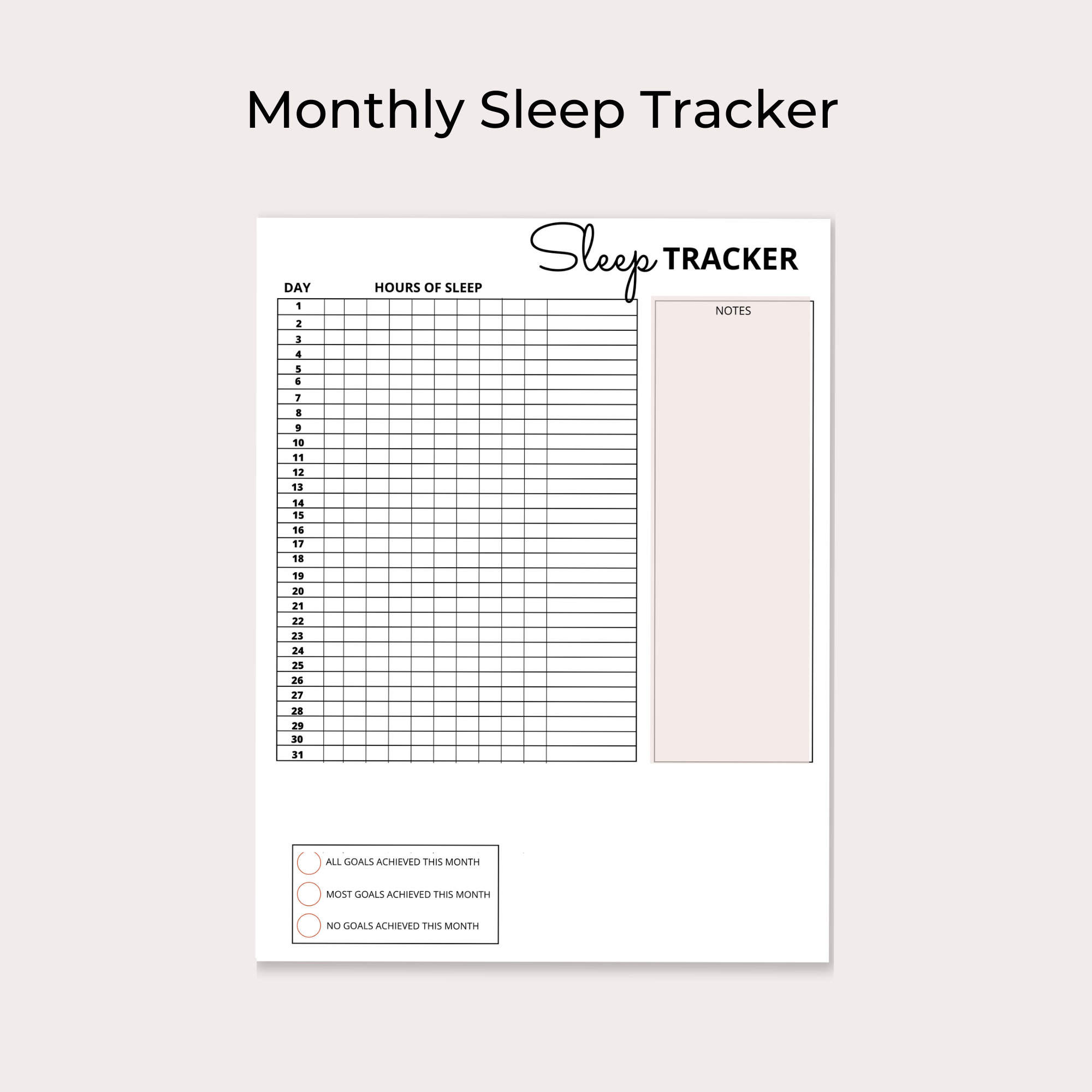 Sleep Tracker Sleep Log Printable Weekly Sleep Tracker Monthly Sleep ...