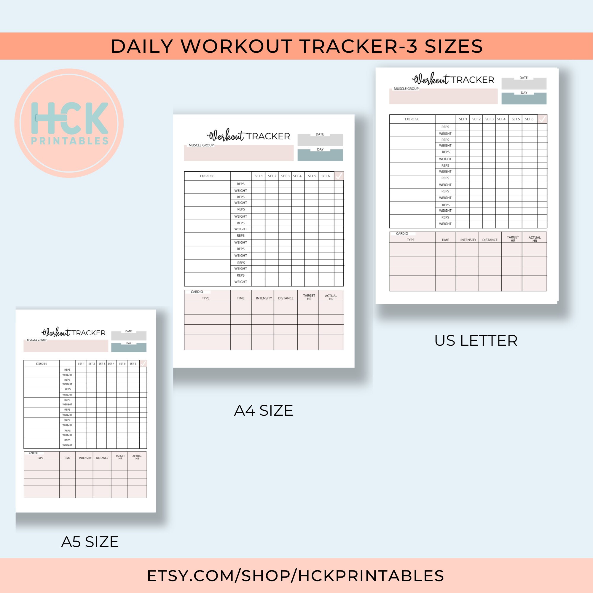 Fitness Tracker Printable | Workout Log Printable | Printable Fitness ...