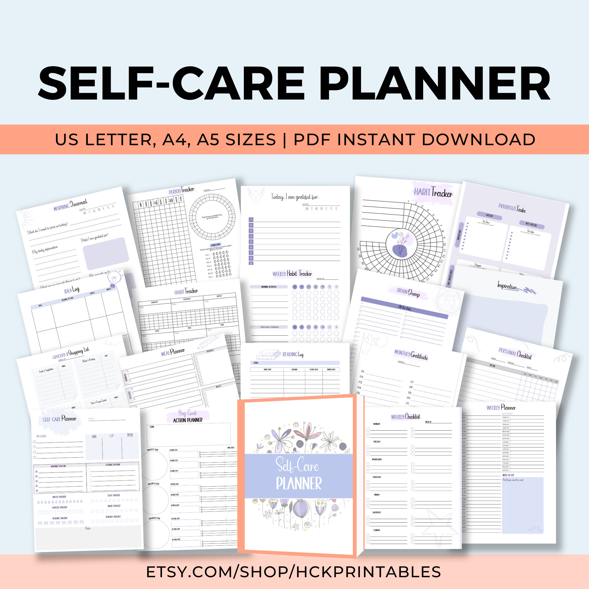Self Care Planner Self Care Tracker Wellness Planner Self Care Workbook ...