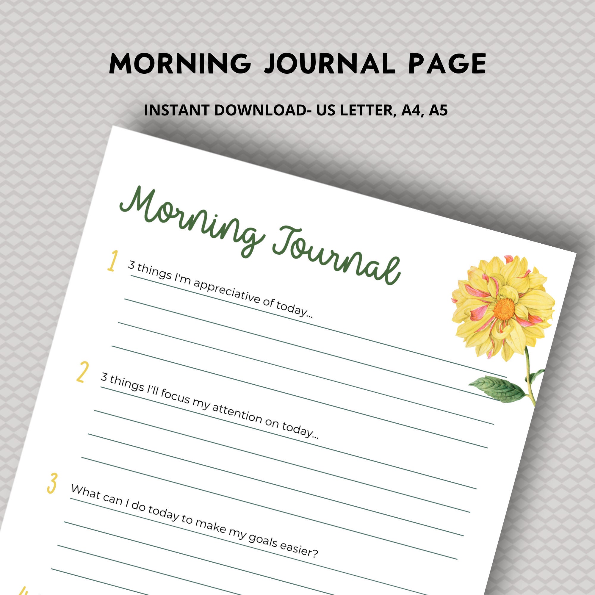 Morning Journal Page | Printable Journal Pages | Self Care Journal ...