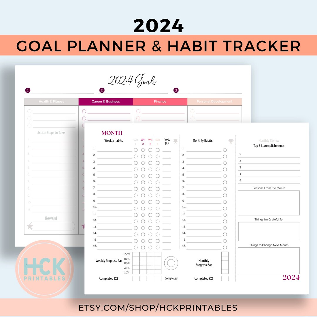 Habit Tracker Printable | Goal Planner | Weekly Habit Tracker | Monthly ...