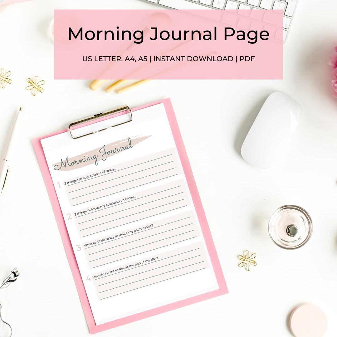 Morning Journal Page | Printable Journal Pages | Self Care Journal ...