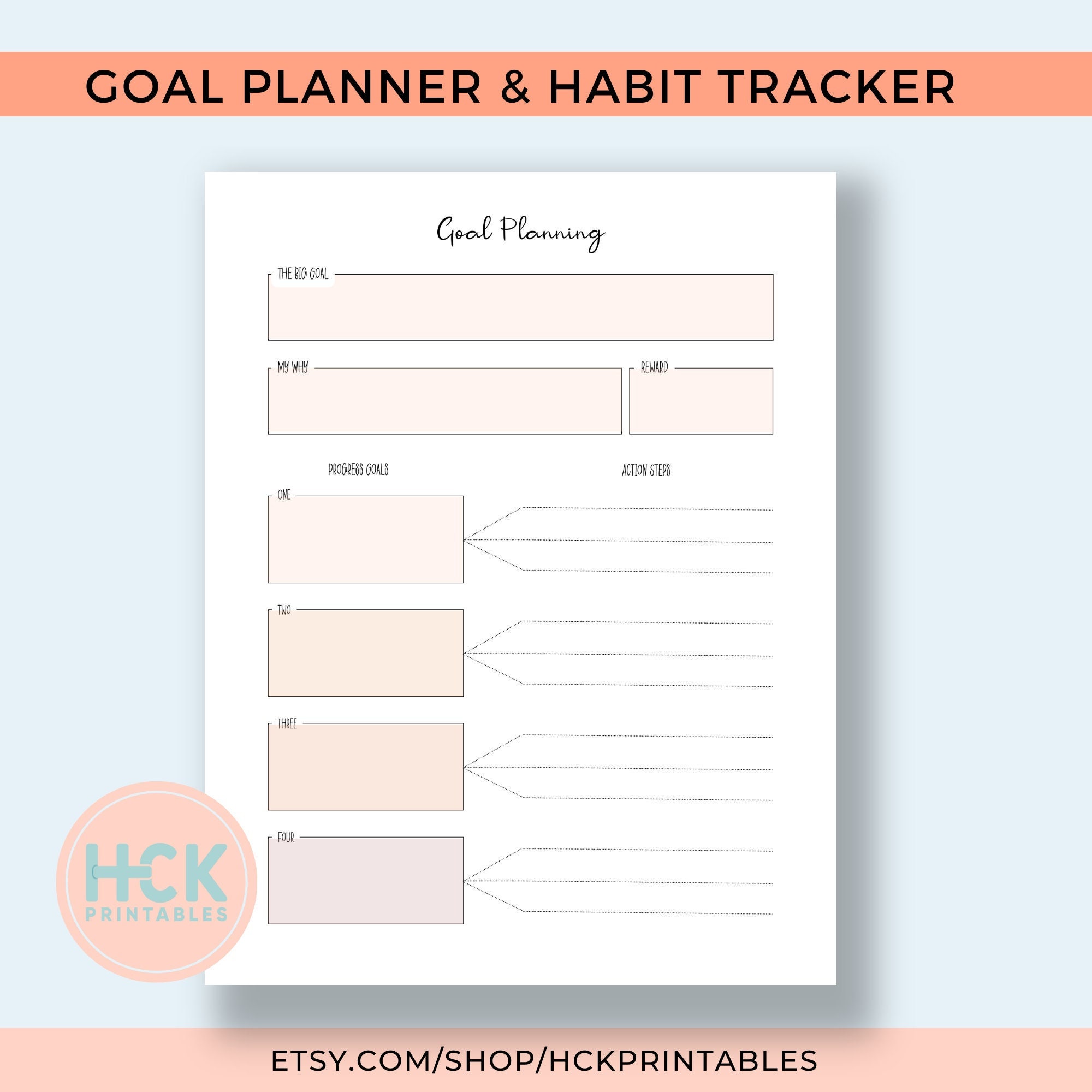 Goal Planner Printable | Goal Setting Planner | Weekly Goal Planner ...