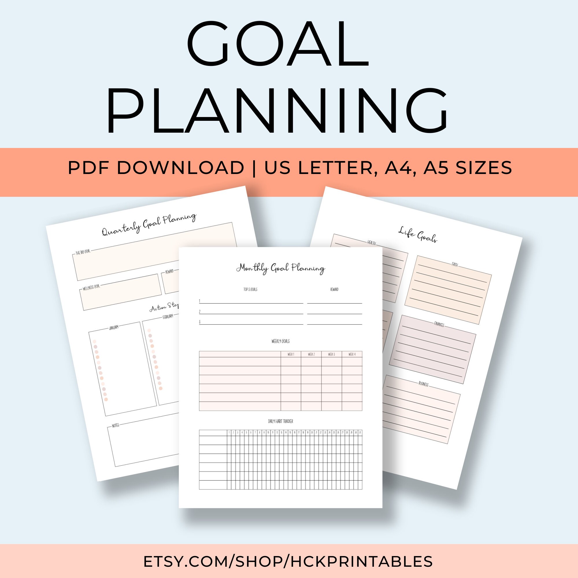 Goal Planner Printable | Goal Setting Planner | Weekly Goal Planner ...