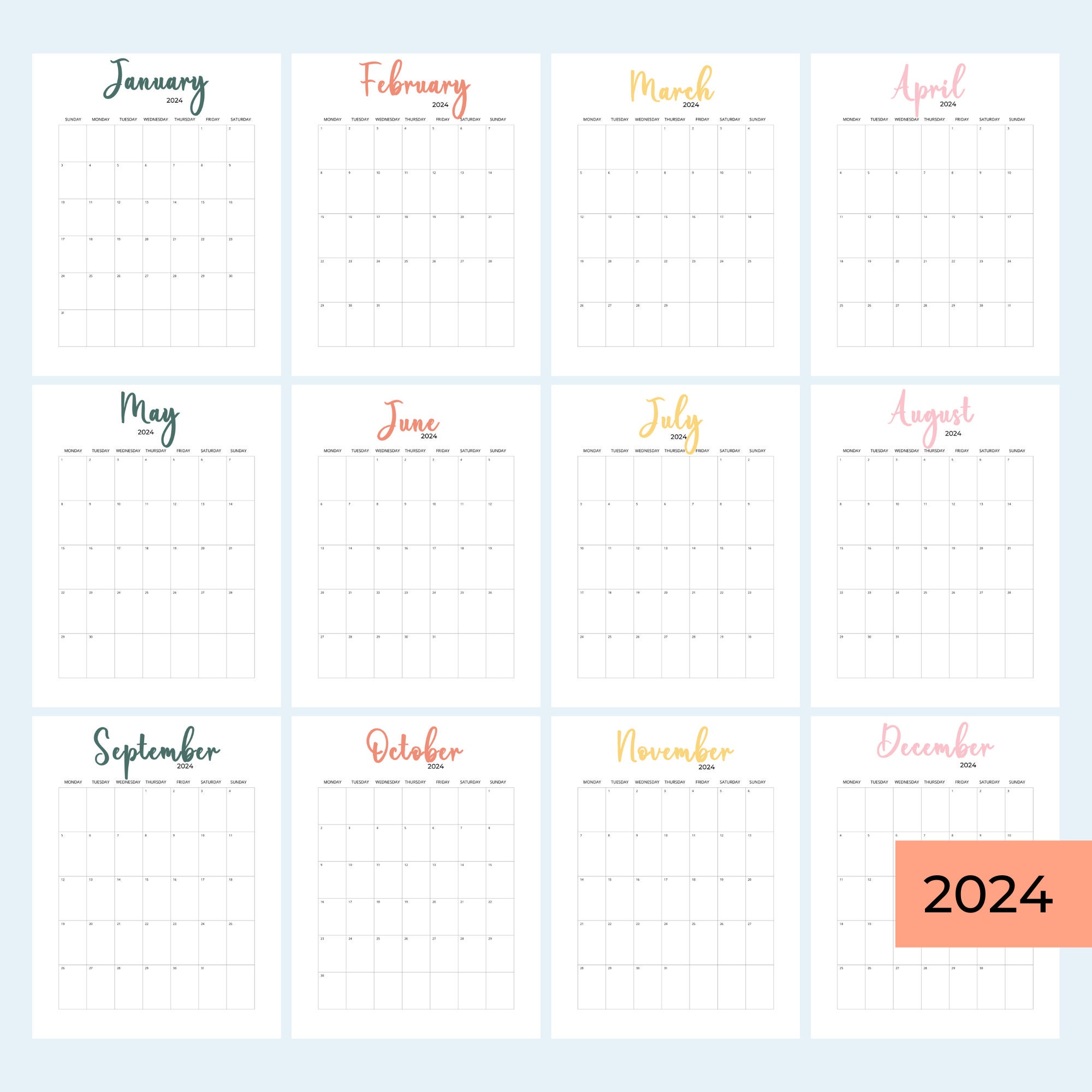 2023-2024 Monthly Calendar Printable | Monthly Calendar 2023 | Monthly ...