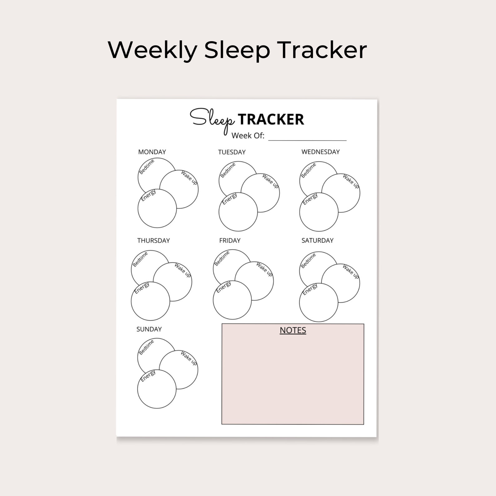 Sleep Tracker Sleep Log Printable Weekly Sleep Tracker - Etsy