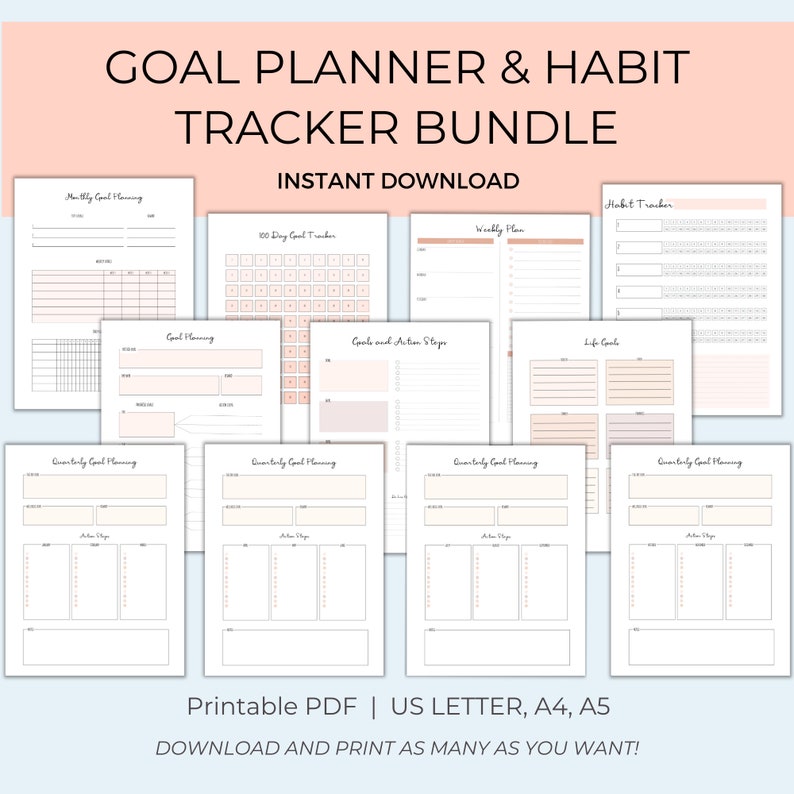 Goal Planner Printable Goal Setting Planner Weekly Goal - Etsy