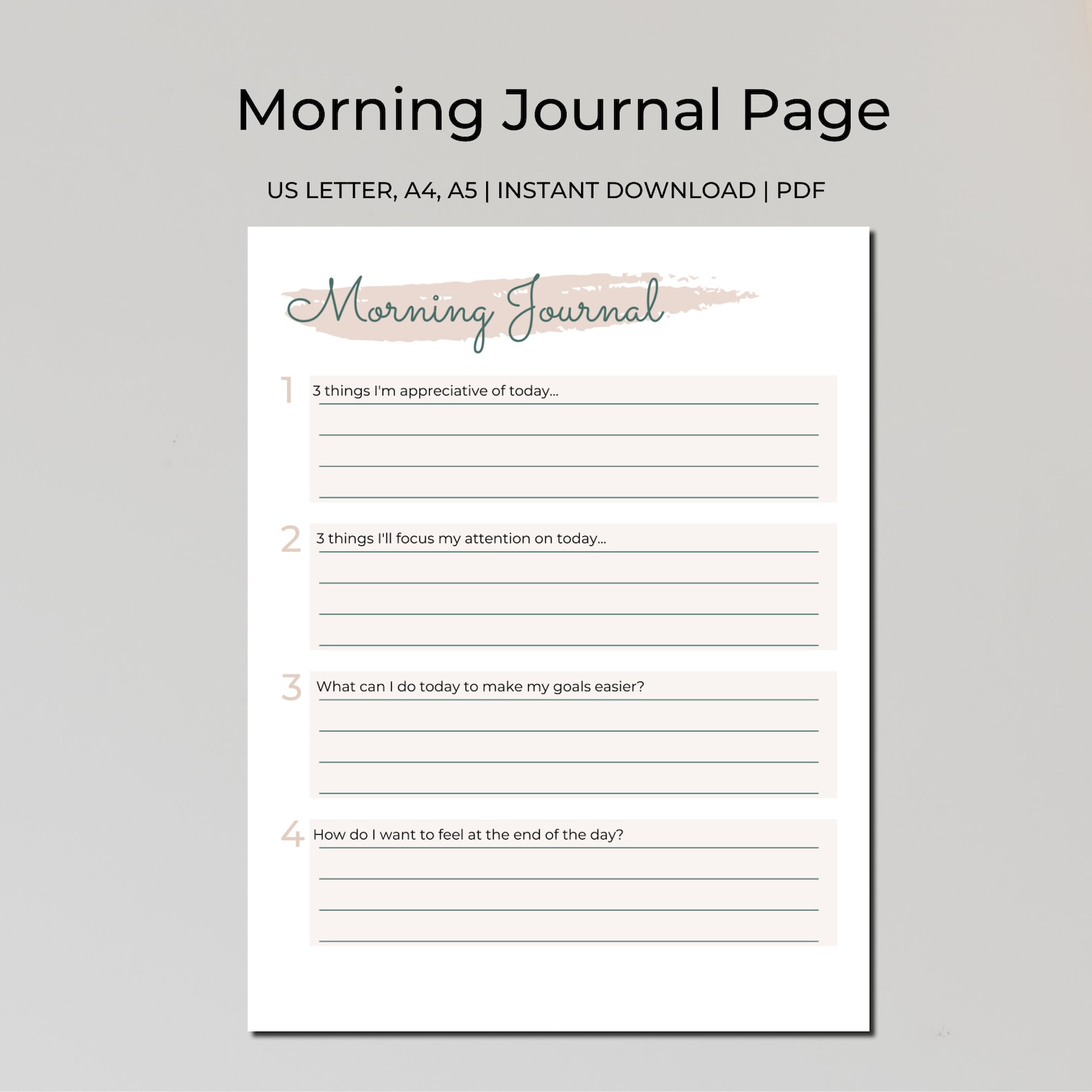 Morning Journal Page | Printable Journal Pages | Self Care Journal ...