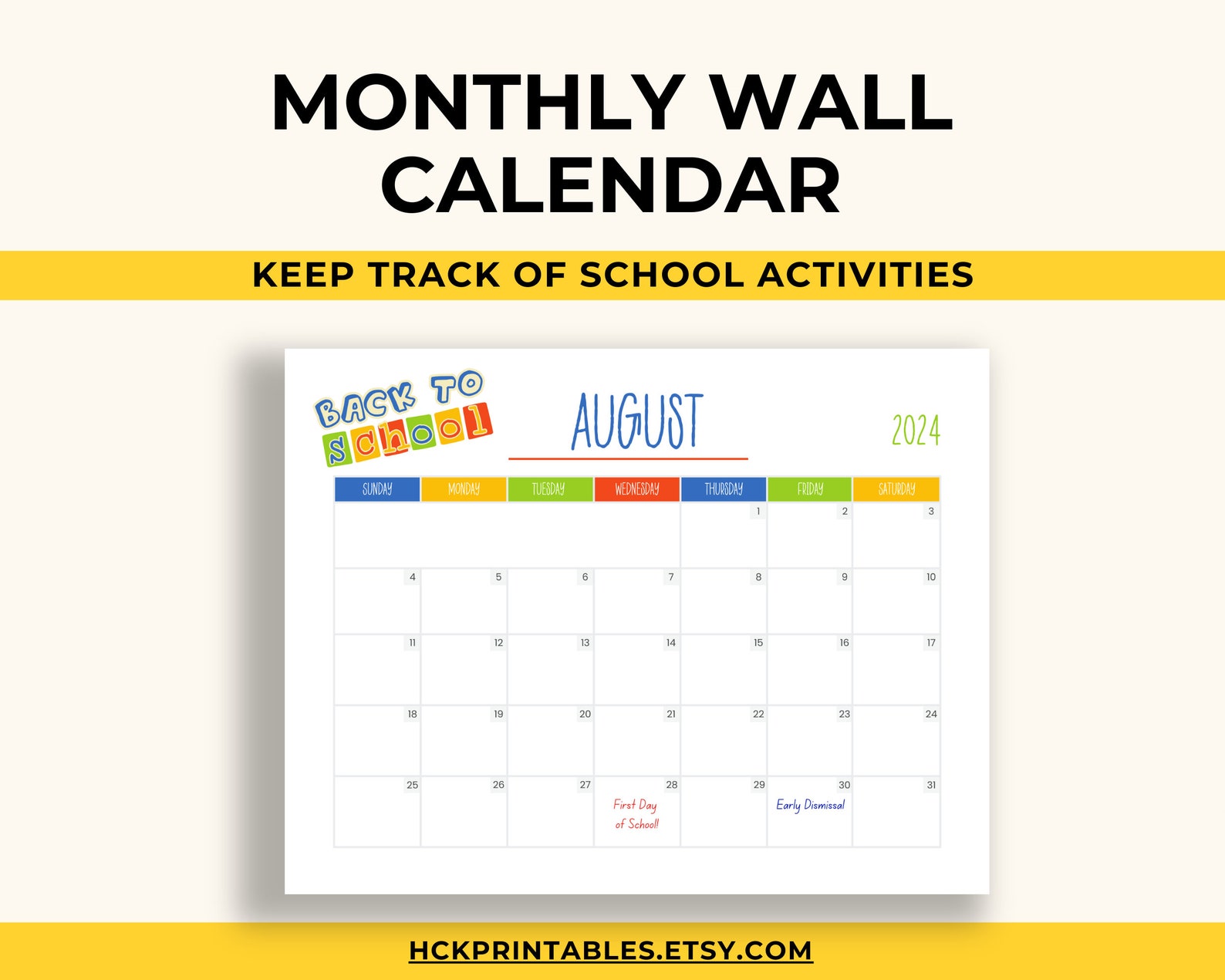 2024-2025 Academic Calendar, Kids Calendar, Family Calendar, Classroom ...