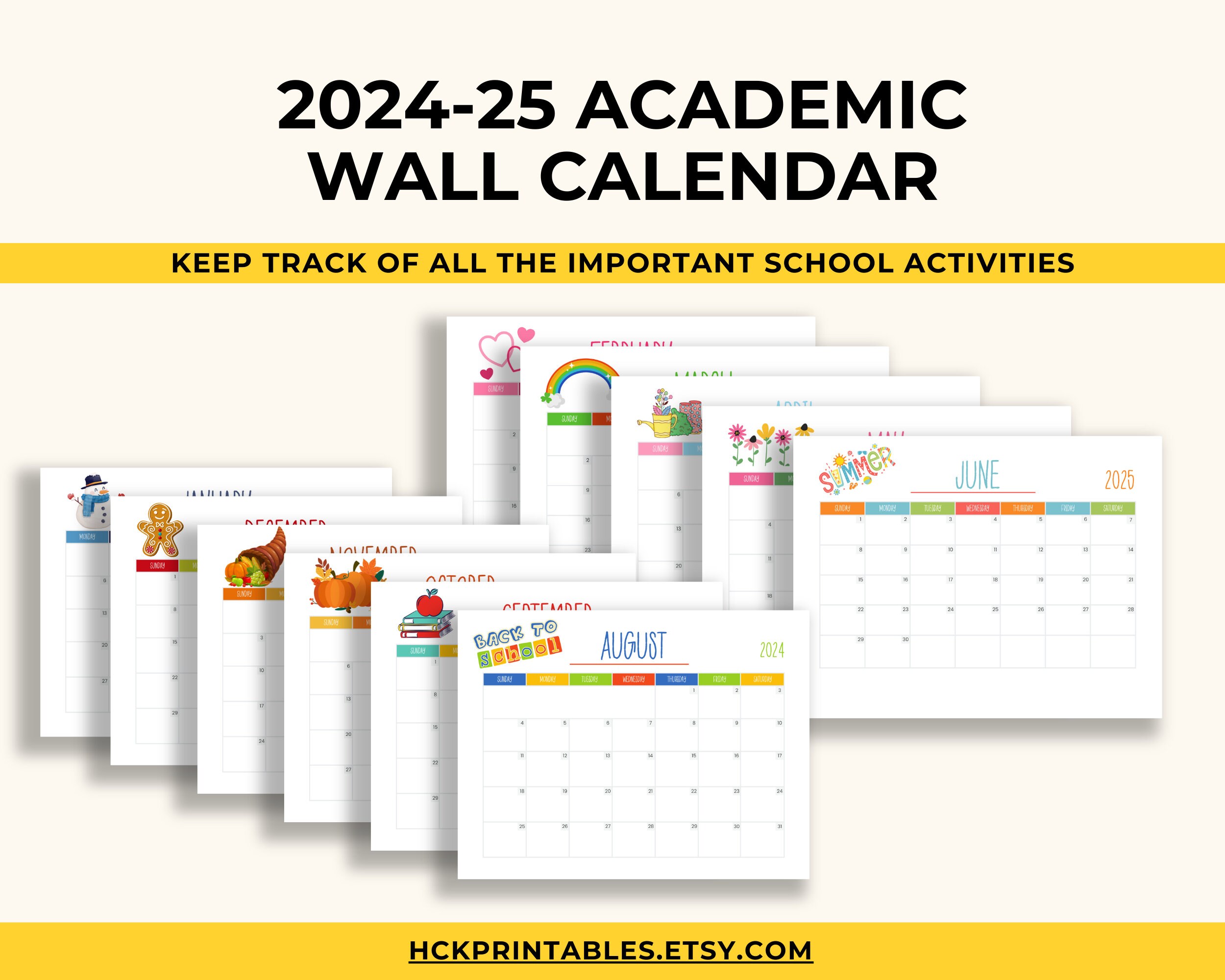 2024-2025 Academic Calendar, Kids Calendar, Family Calendar, Classroom ...