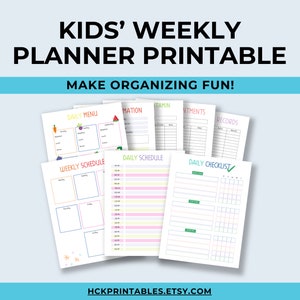 Kids' Routine Chart, Kids Weekly Planner, Customizable Weekly Planner ...