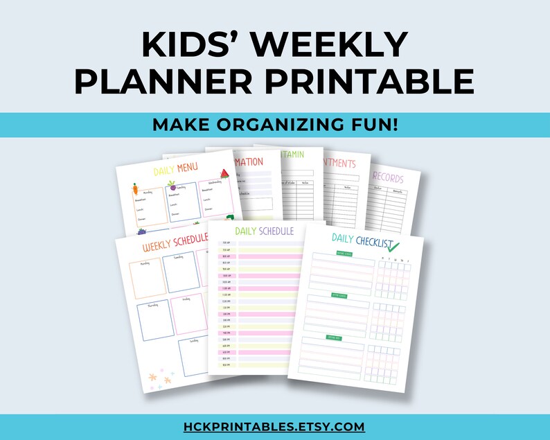 Kids' Routine Chart, Kids Weekly Planner, Customizable Weekly Planner ...