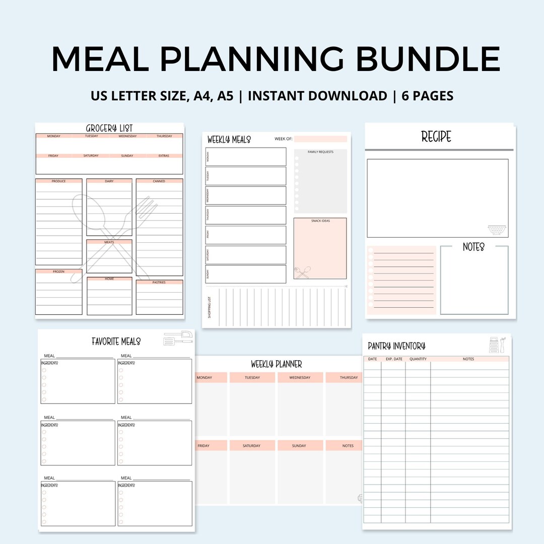 Meal Planner Printable | Weekly Meal Planner | Meal Prep Planner ...