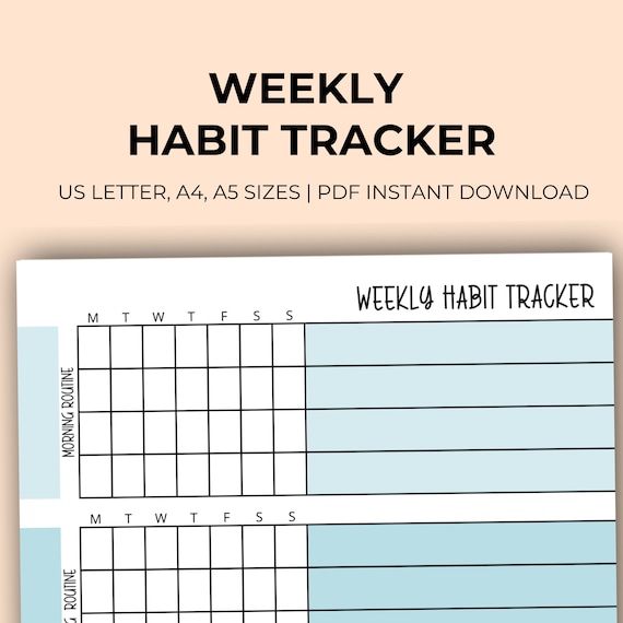 Printable Habit Tracker Daily Weekly Habit Tracker Goal - Etsy