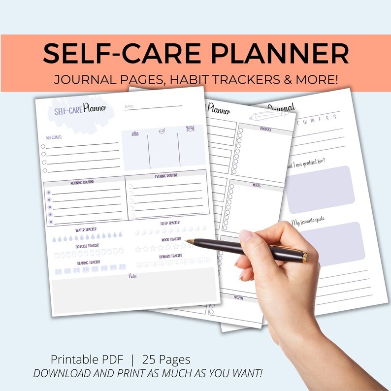 Self Care Planner | Self Care Tracker | Wellness Planner | Self Care ...