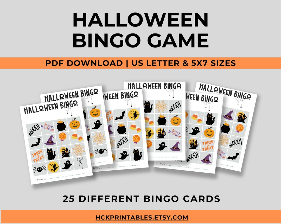Printable Halloween Bingo Game, Halloween Bingo, School Party Activity ...