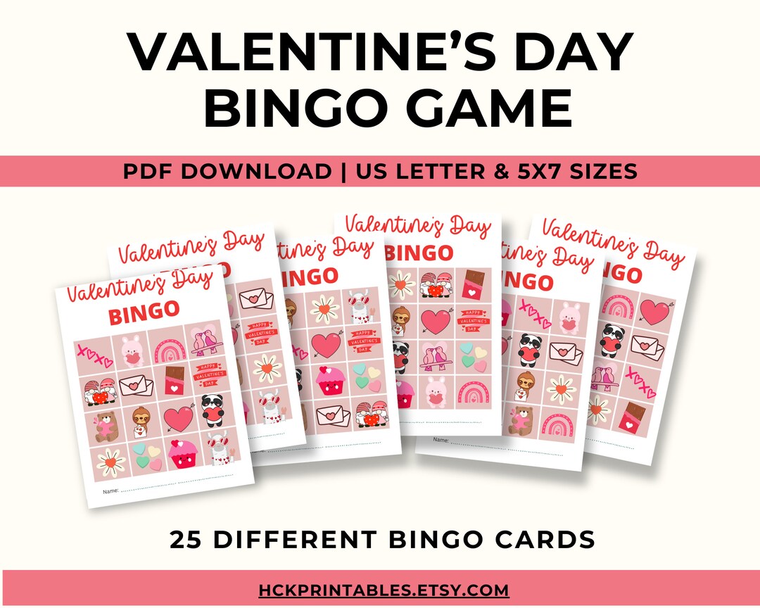 Valentine's Day Classroom Bingo Game, Bingo Game Printable, Valentine's ...