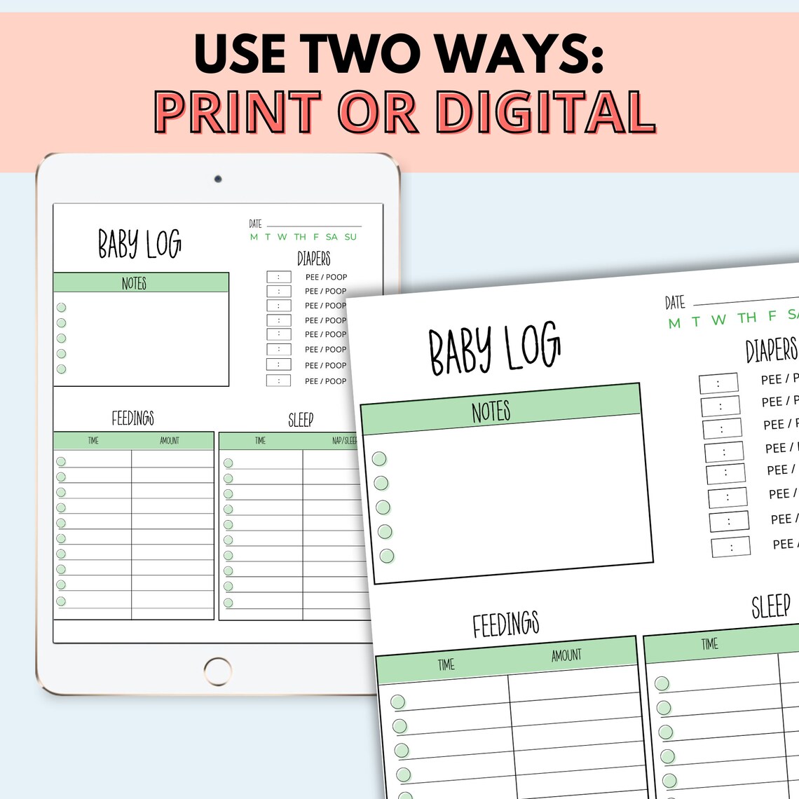 Baby Log Printable Baby Tracker Newborn Baby Care Log Infant Daily Log ...