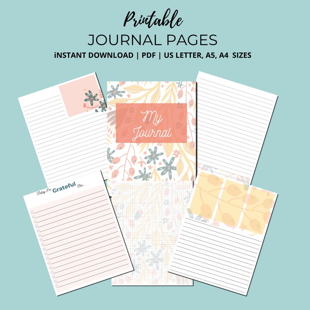 Daily Journal Printable Pack | Blank Journal Pages Printable | Journal ...