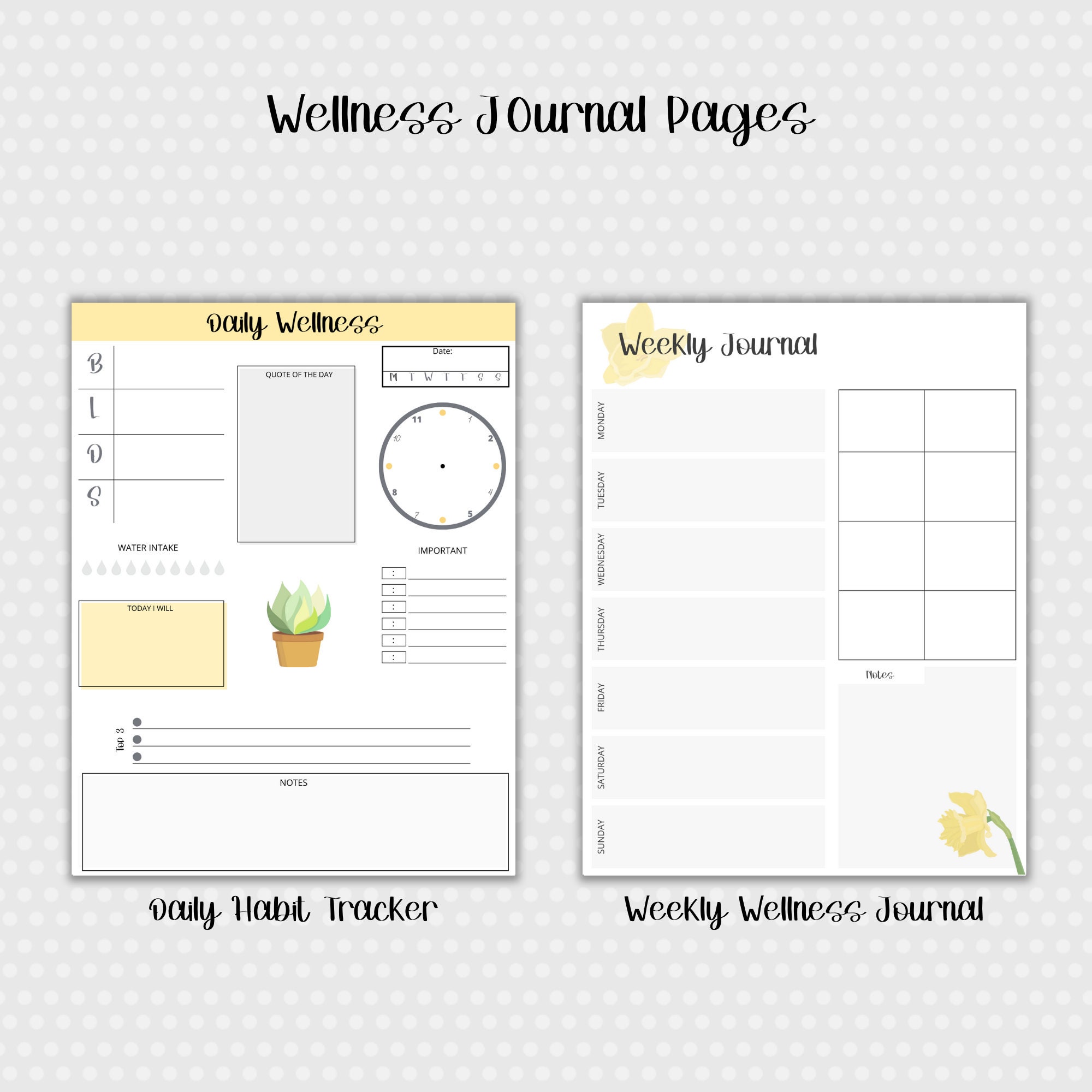 Wellness Journal Pages | Wellness Planner Printable | Wellness Planner ...