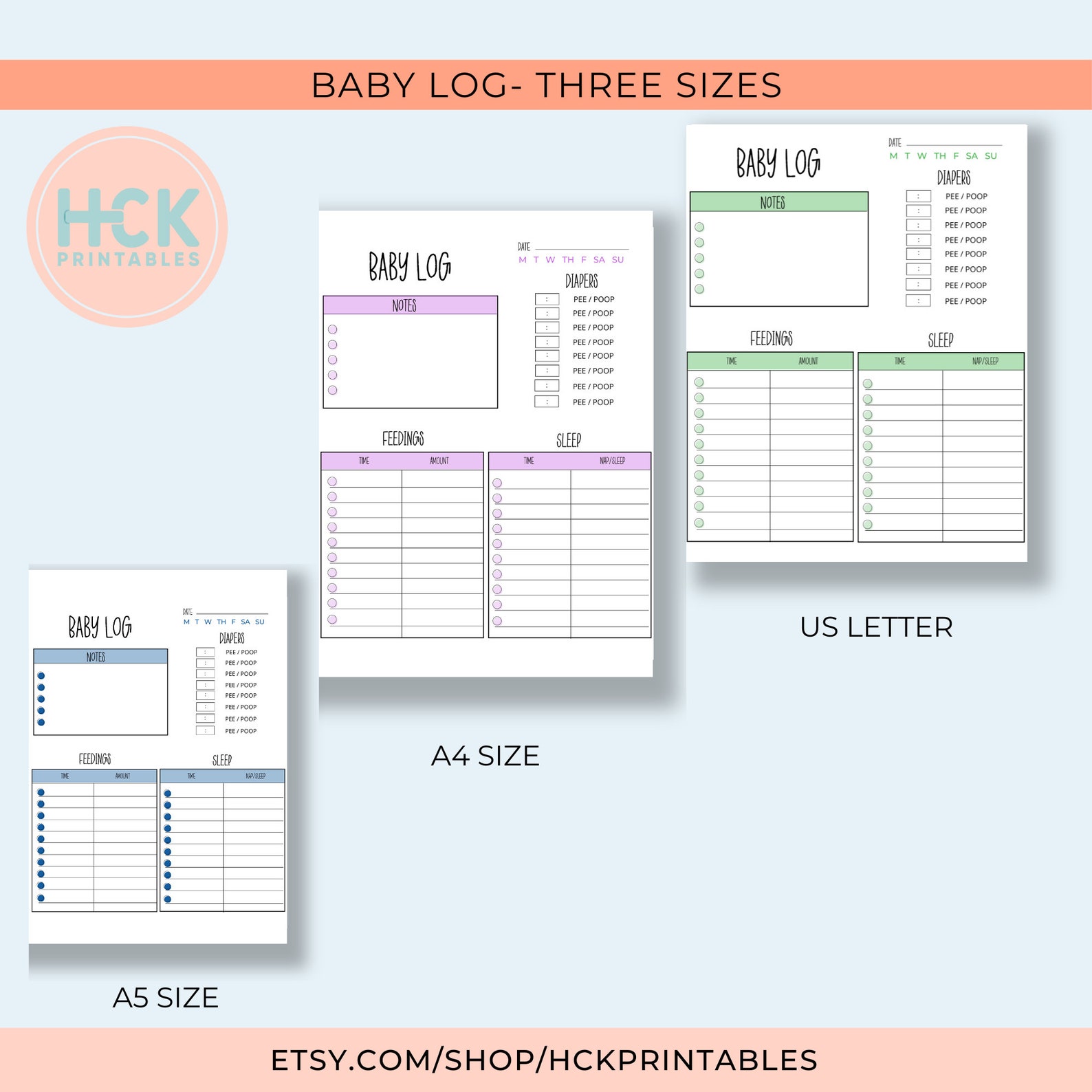 Baby Log Printable | Baby Tracker | Newborn Baby Care Log | Infant ...