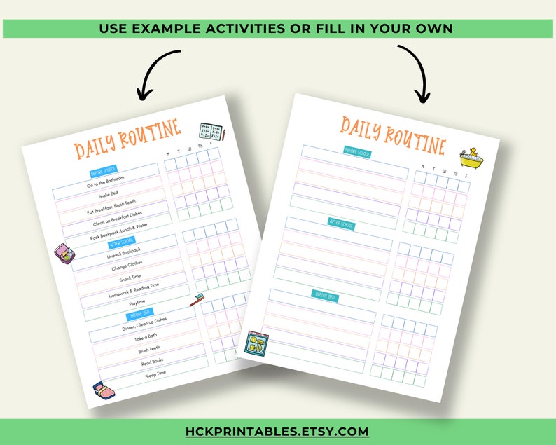 Kids' Chore Chart, Chore Chart for Kids, Kids Routine Chart, Kids Daily ...