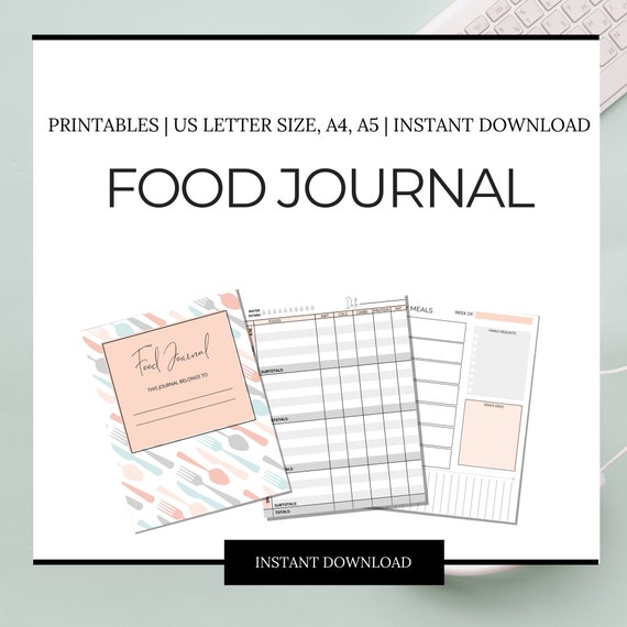 Printable Food Journal Food Tracker Printable Food Tracker | Etsy