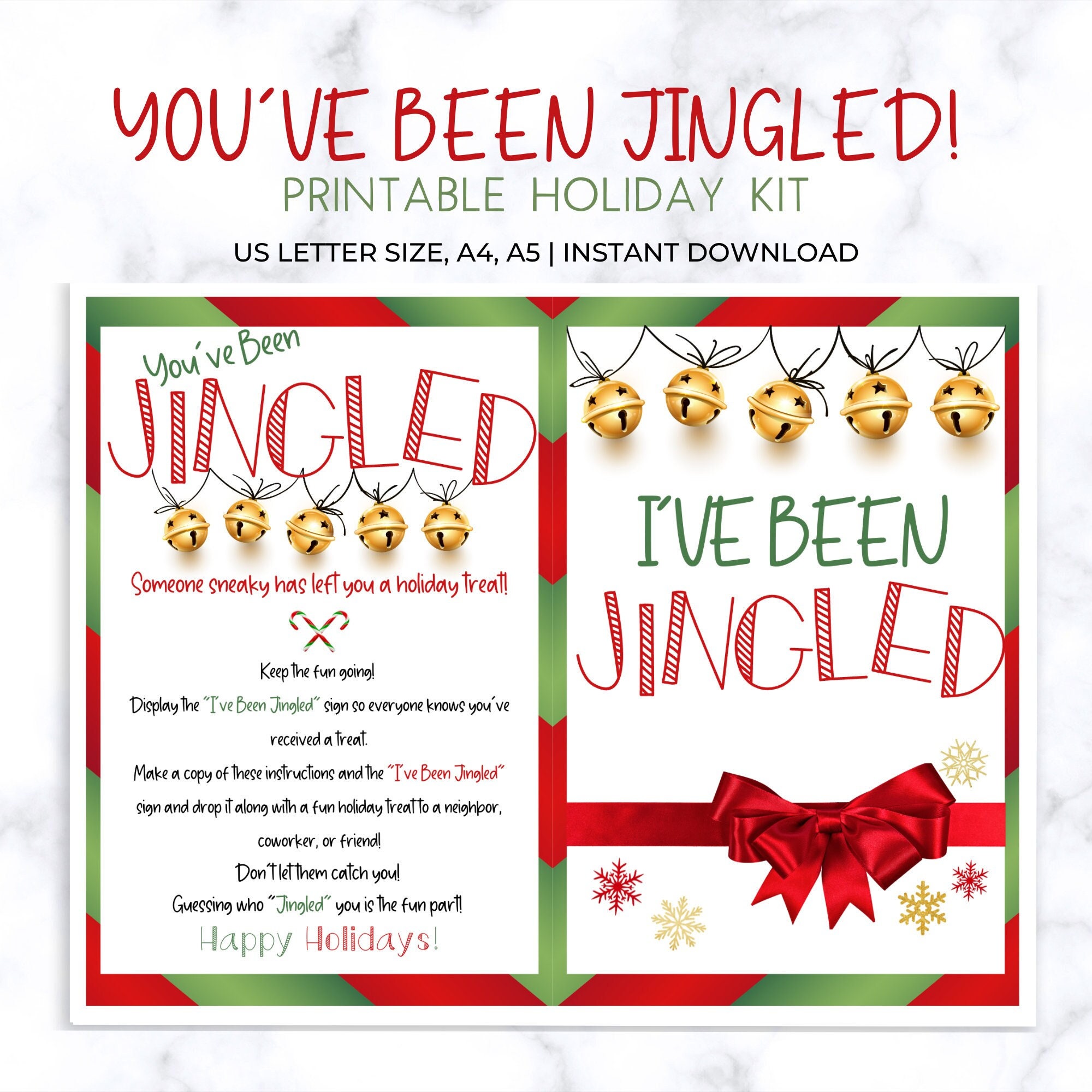 You've Been Jingled Printable, Christmas Printable, Secret Santa Gifts ...