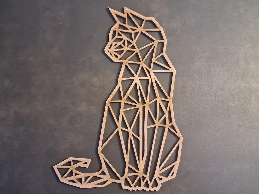 WALL ART CHAT Motif géométrique en bois Création artisanale unique ...