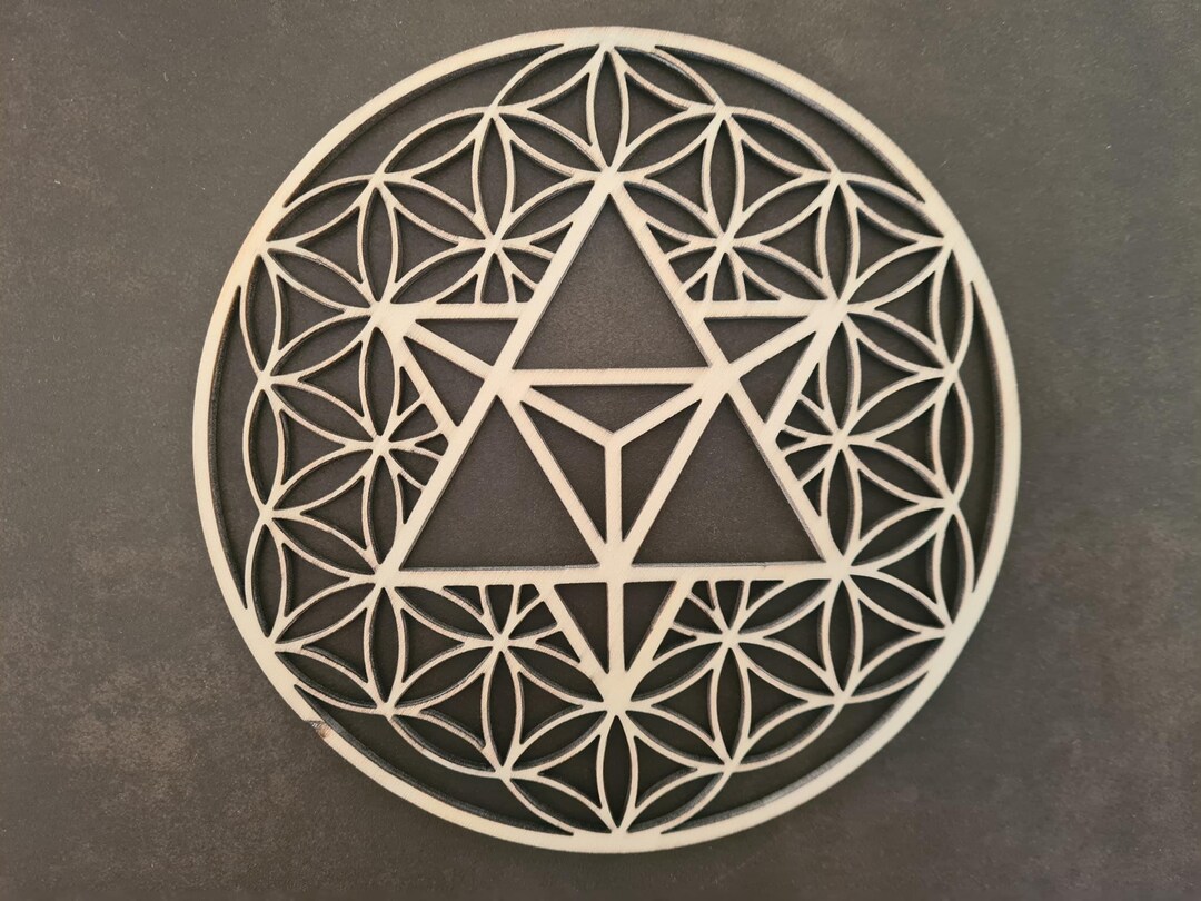 Flower of Life With Merkaba Star in Wood | Tetrahedral Star ...