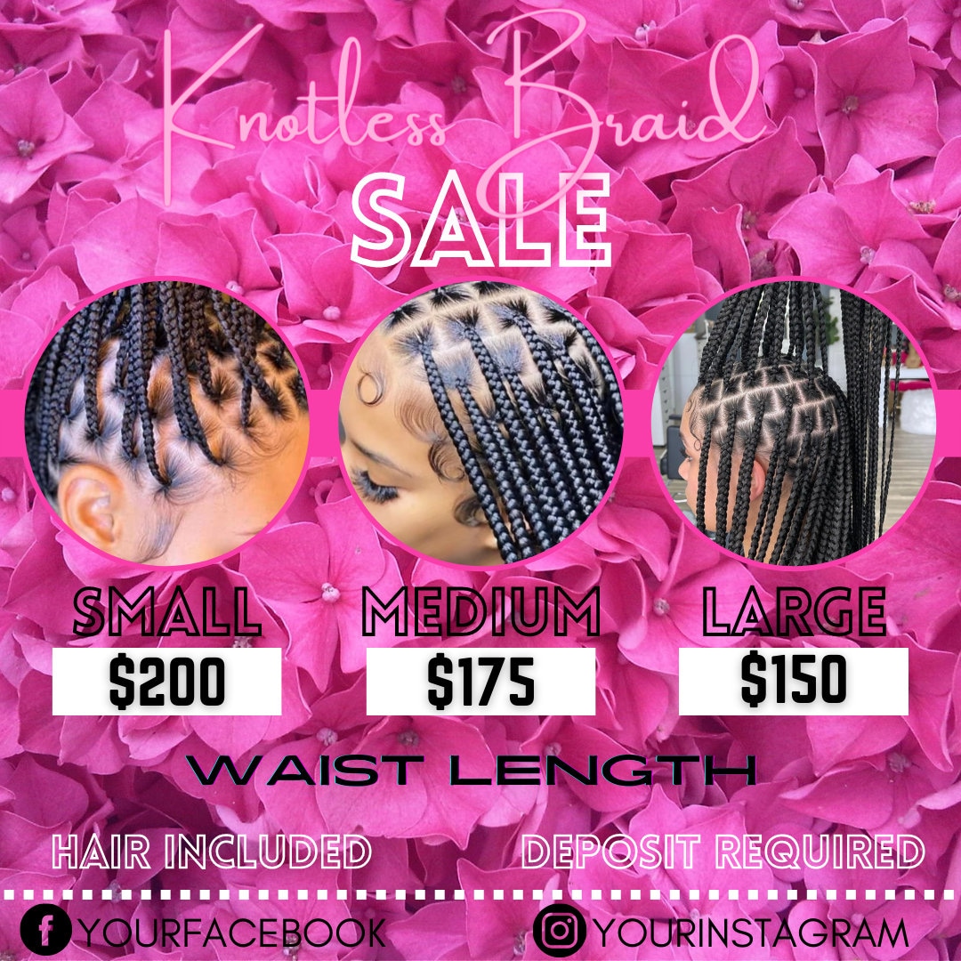 Knotless Braid Sale DIY Flyer | Braiding | Social Media | FALL Sales ...