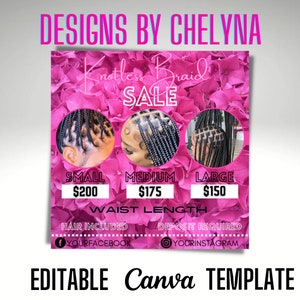 Knotless Braid Sale DIY Flyer | Braiding | Social Media | FALL Sales ...