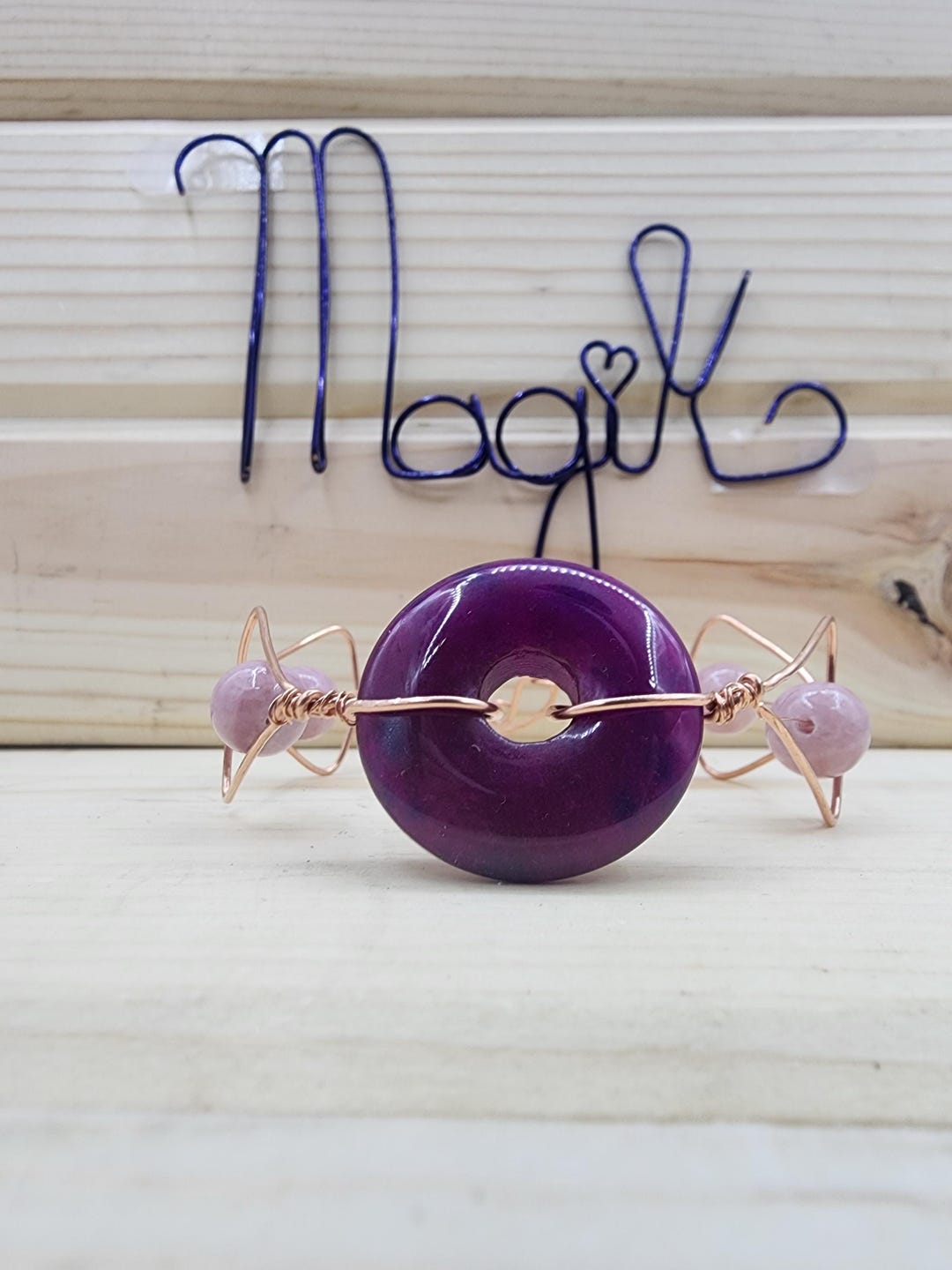 Handmade Amethyst Donut Copper Wire Bracelet – Boho Witchy Crystal ...