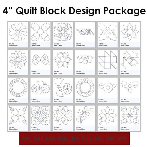 50 Floral Quilt Block Designs 2 Inch Machine Embroidery - Etsy