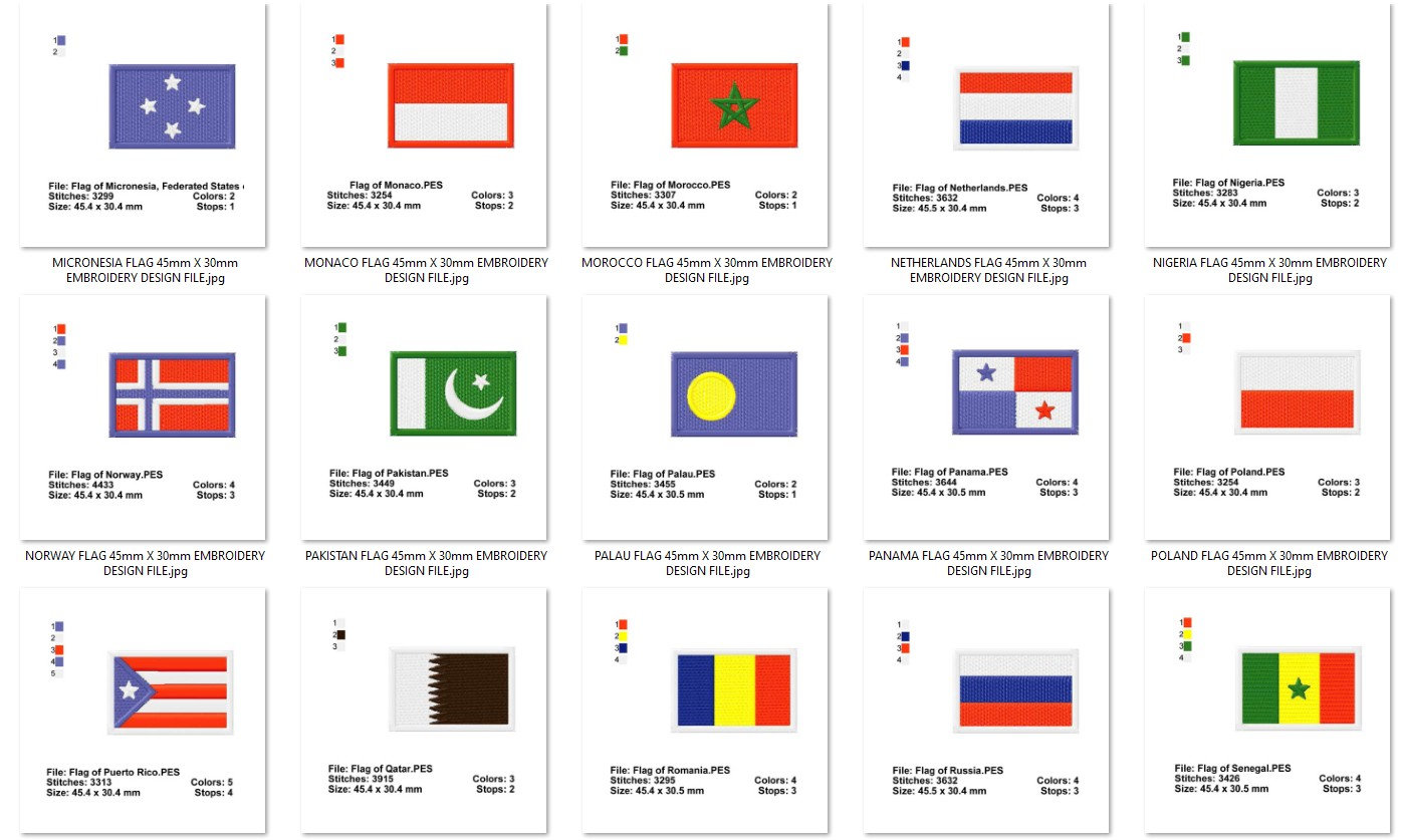 World Mini Flag Set 215 Machine Embroidery Designs - Etsy