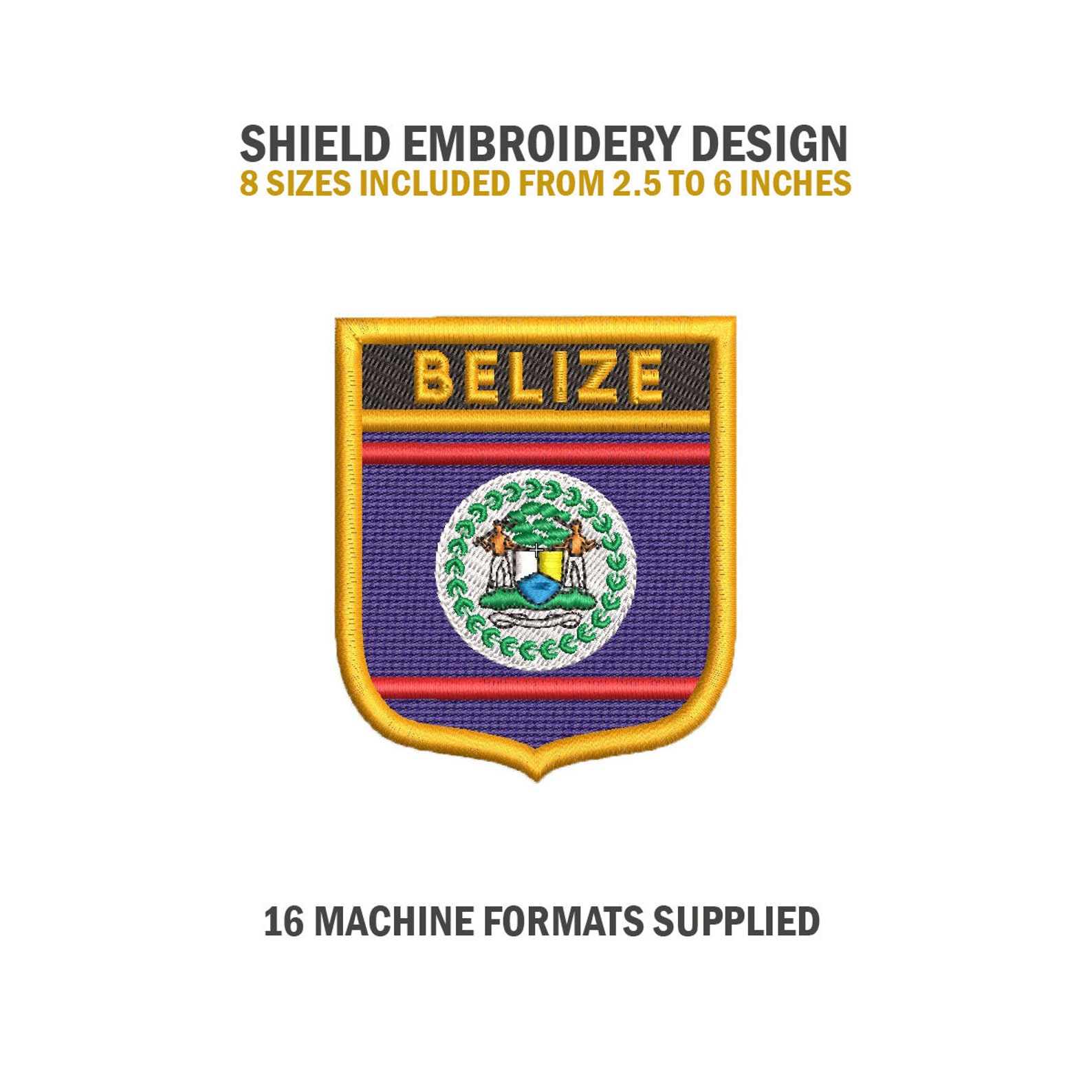 Belize Shield Embroidery Design Download - Etsy