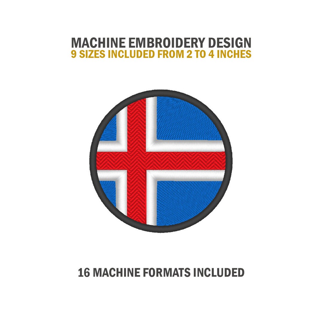 Iceland Round Flag Embroidery Design - Etsy