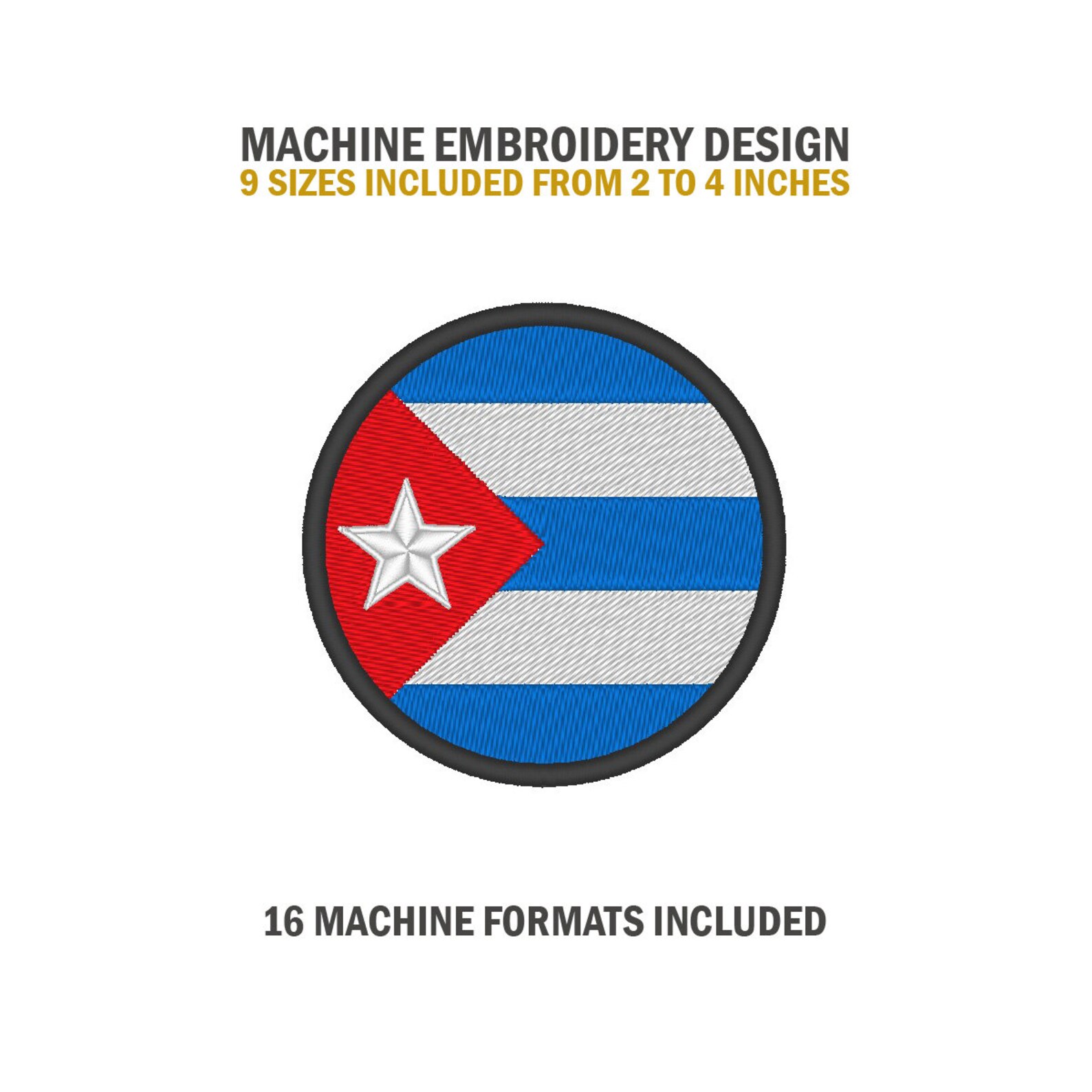 Cuba Round Flag Embroidery Design - Etsy