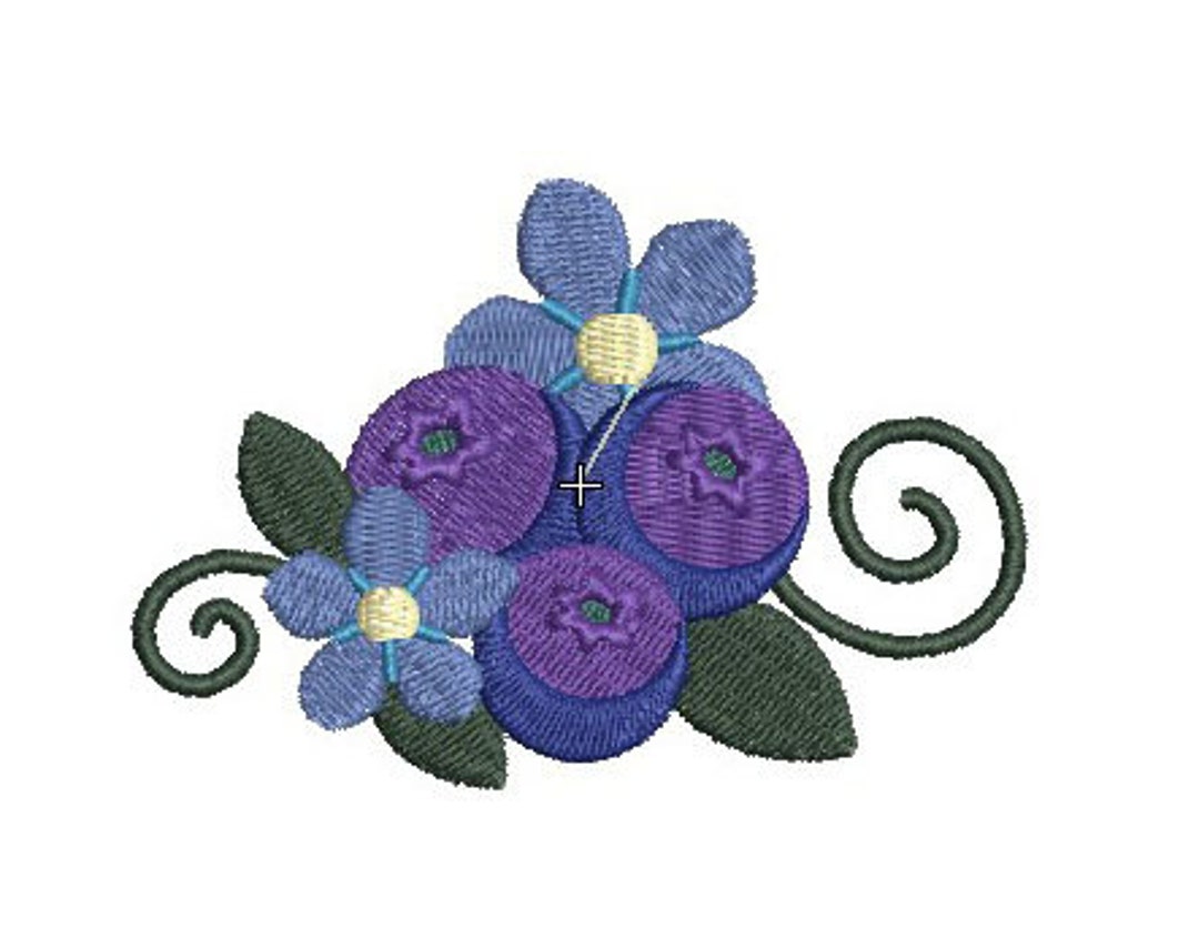 Embroidery Design: Blueberry Flowers - Multiple Sizes and Formats ...