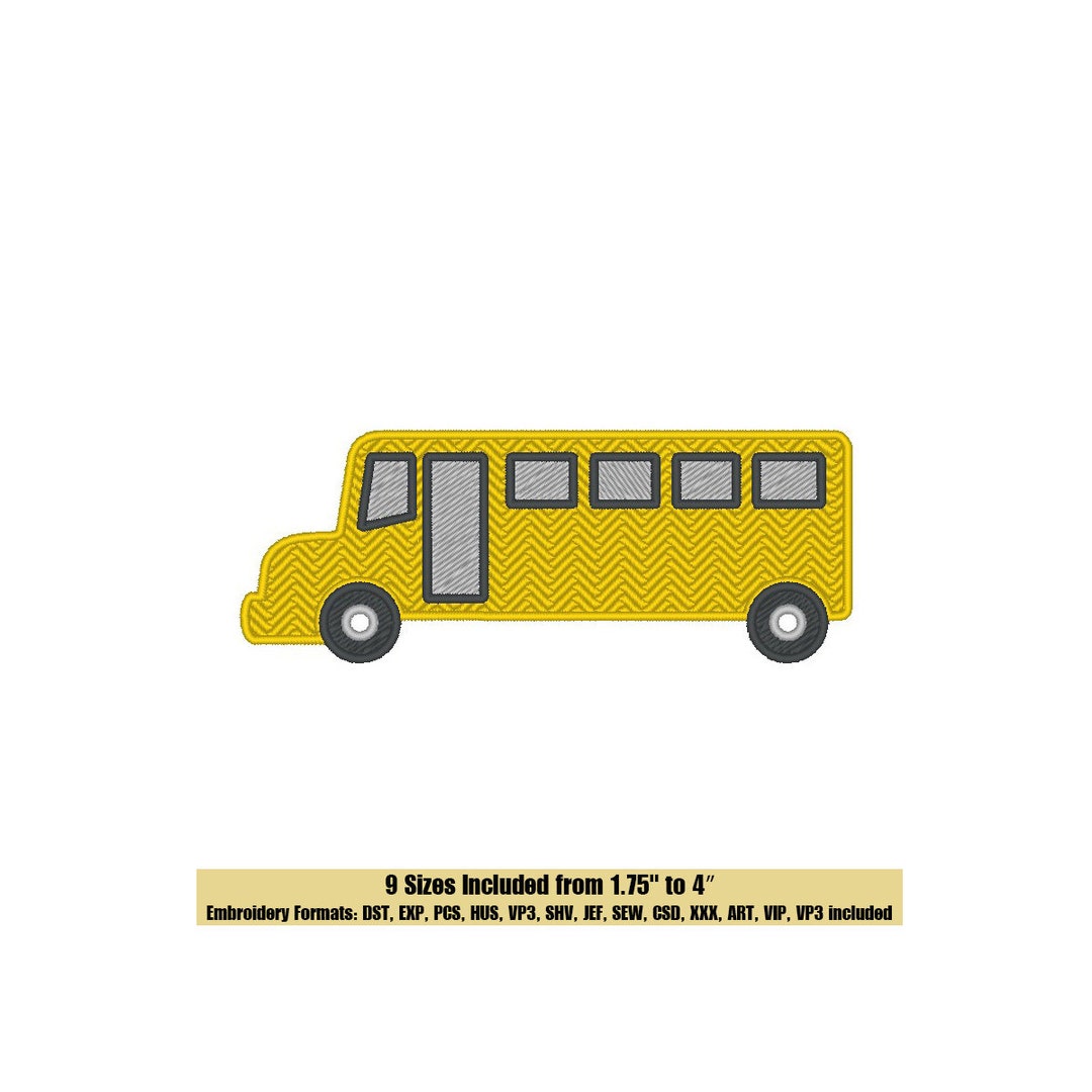 School Bus Embroidery Design - Etsy